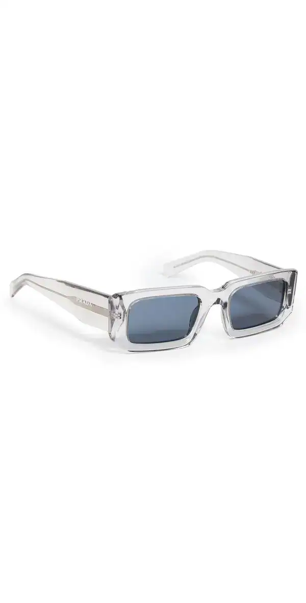 Prada Rectangular Frame Sunglasses - Transparent Grey | Editorialist